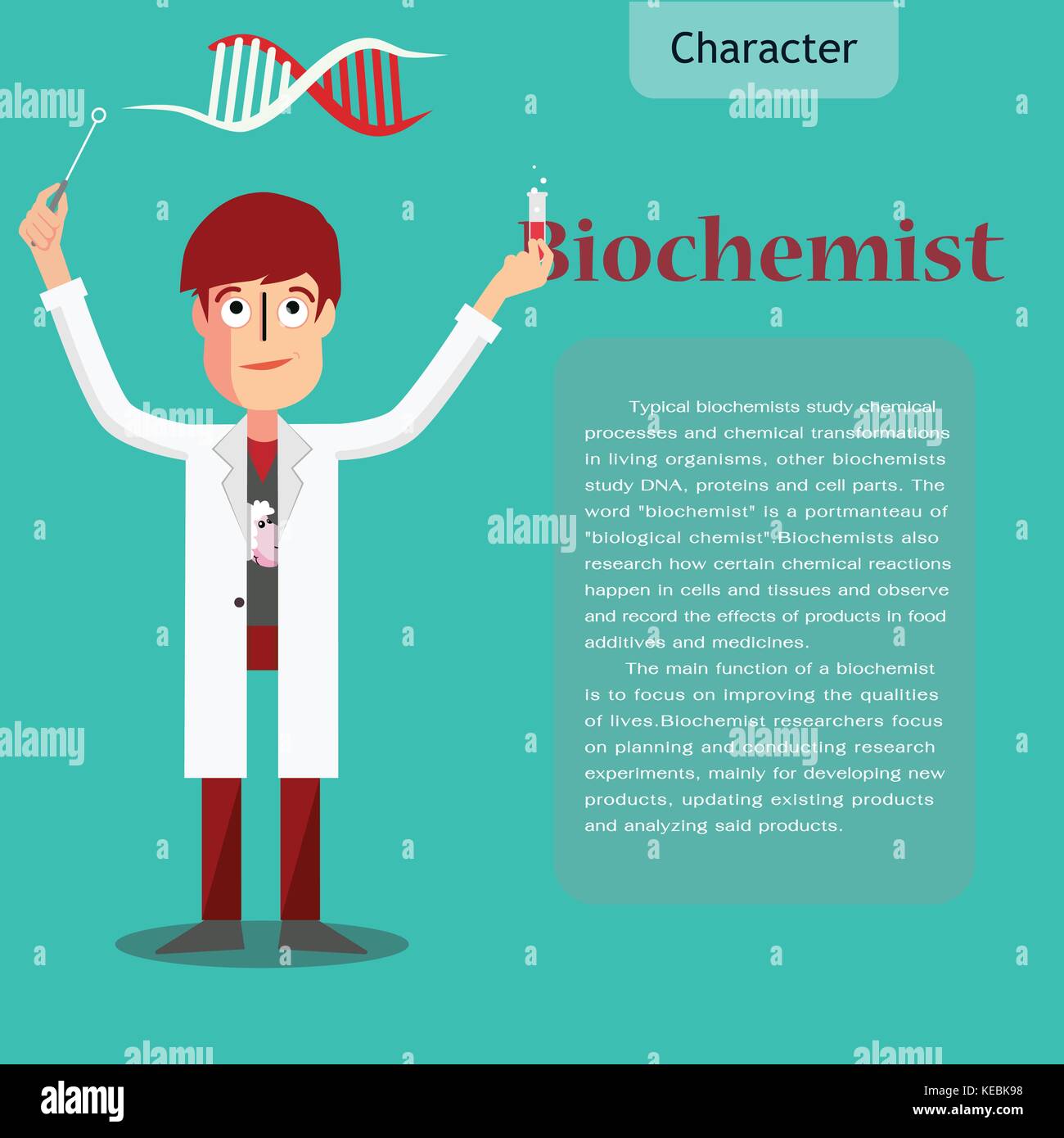 Scientist cartoon character illustration design flat vector Stock ...