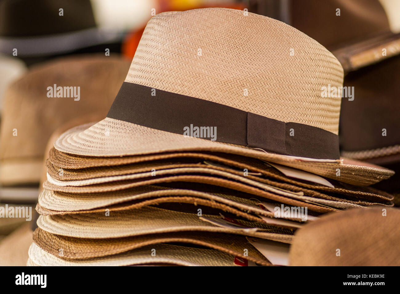 OTAVALO, ECUADOR - MAY 17, 2017: Close up of a handmade Panama Hats at ...