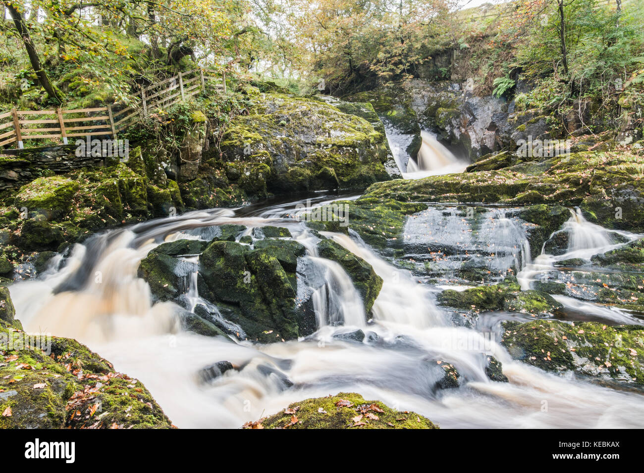 Long exposure of fast runing River Doe, over waterfalls and bends ...