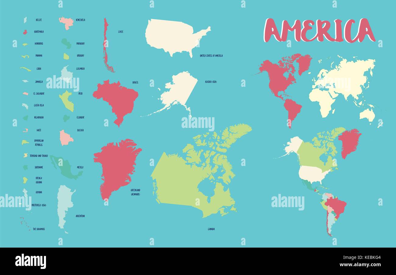 World Map America highly detailed vector illustration Stock Vector ...
