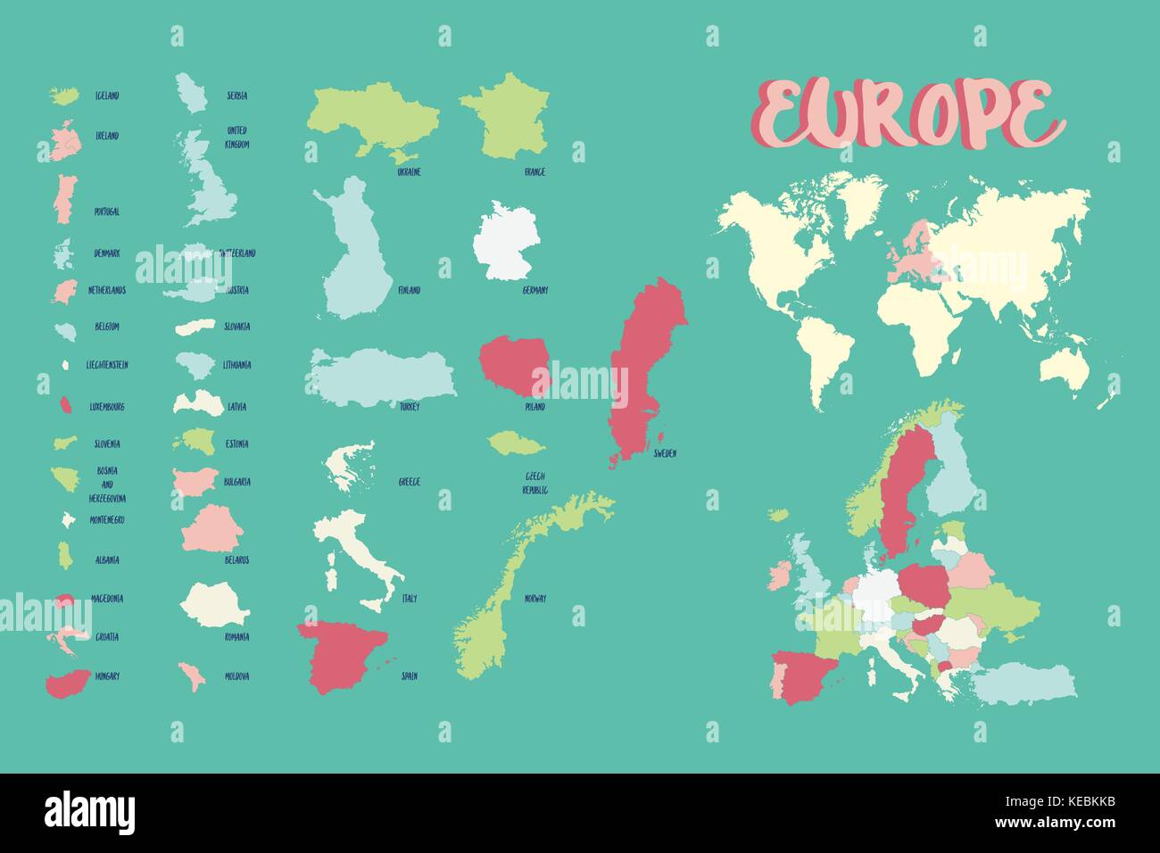 World Map Europe highly detailed vector illustration Stock Vector Image ...