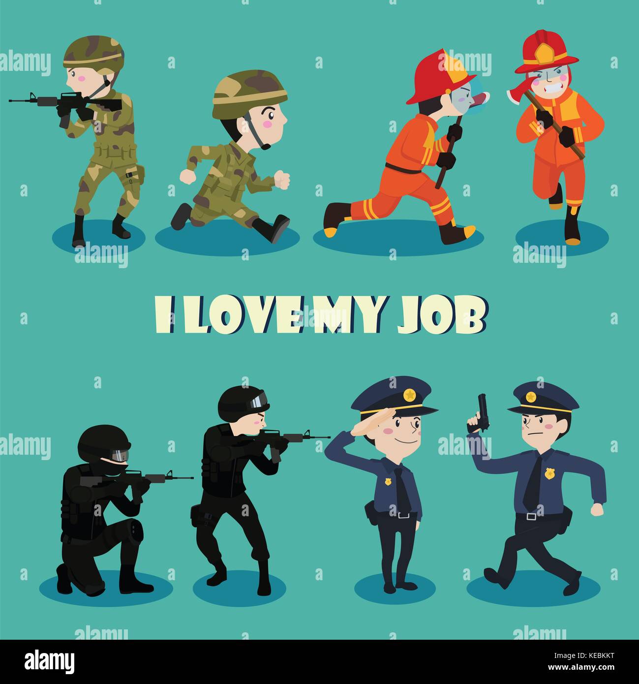 I love my job cartoon character illustration vector set Stock Vector ...