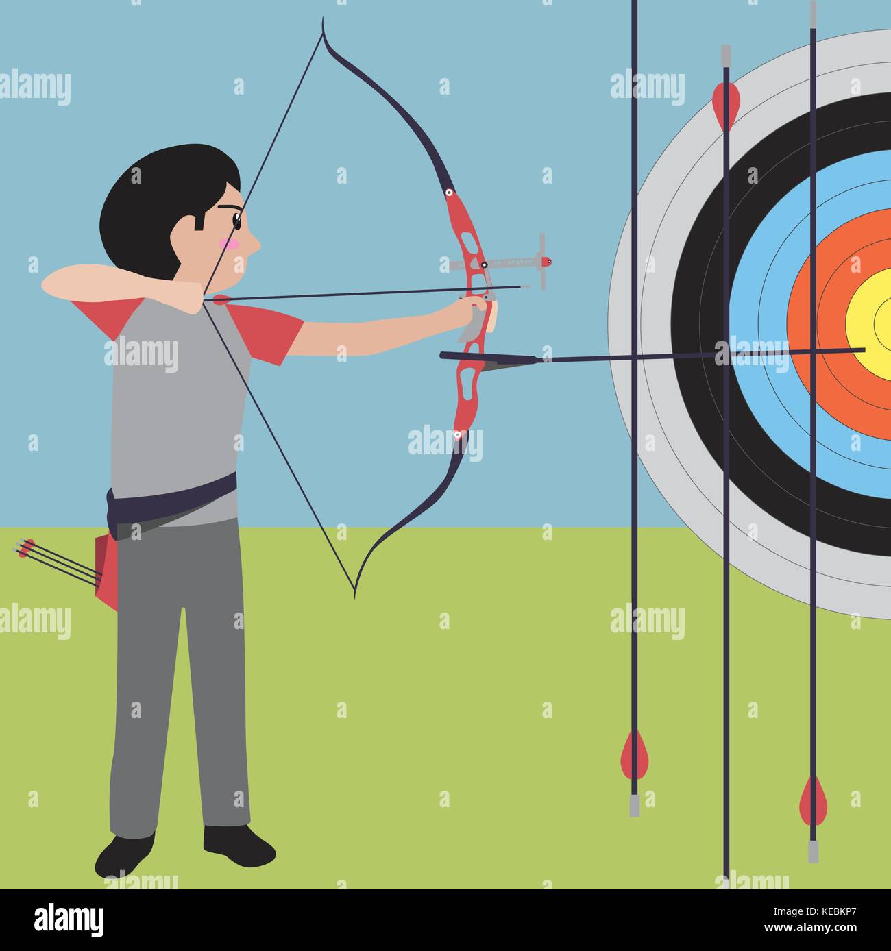 Archery athletic sport vector cartoon illustration set Stock Vector ...