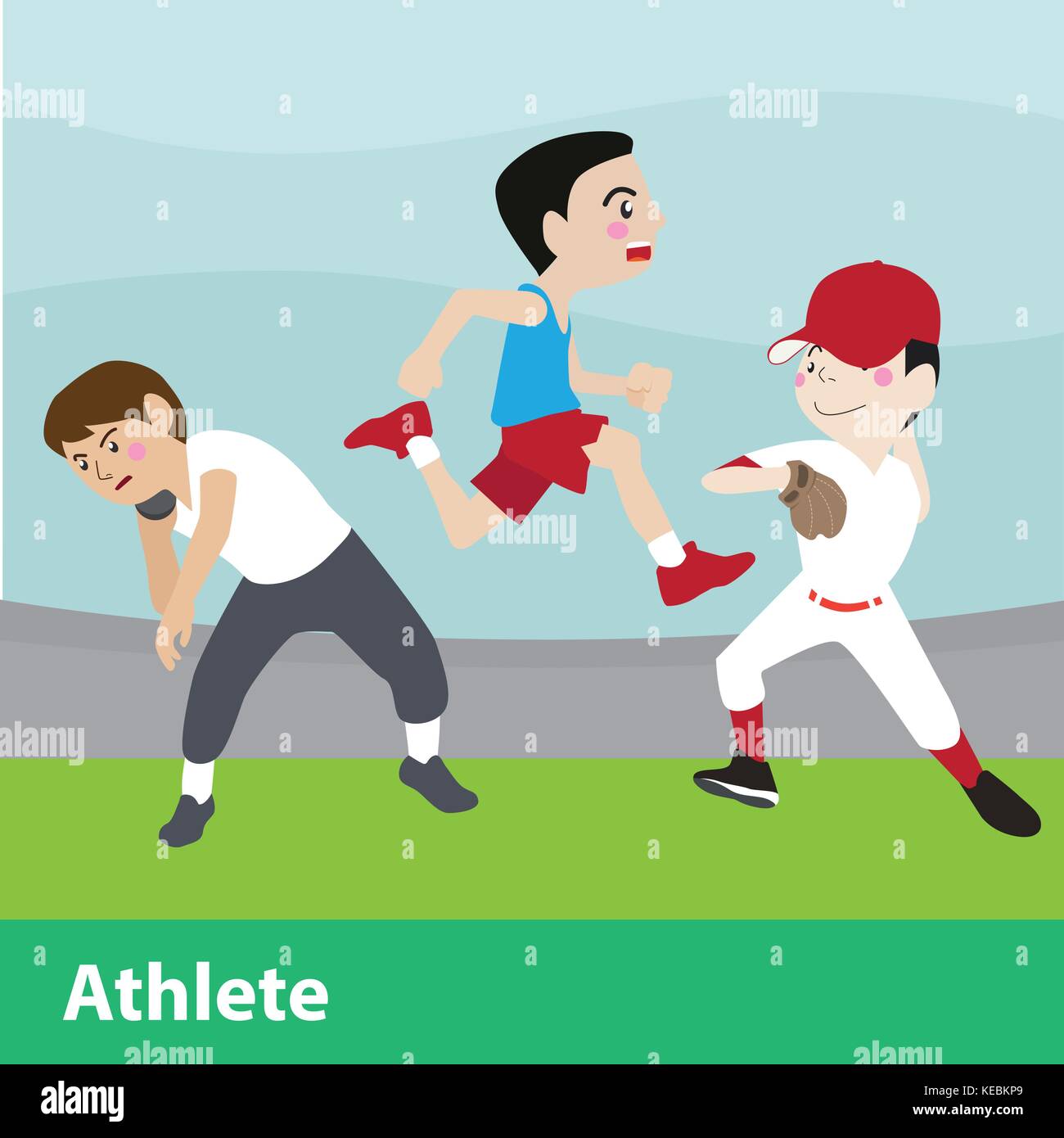 Athletic sport vector cartoon illustration set Stock Vector Image & Art ...