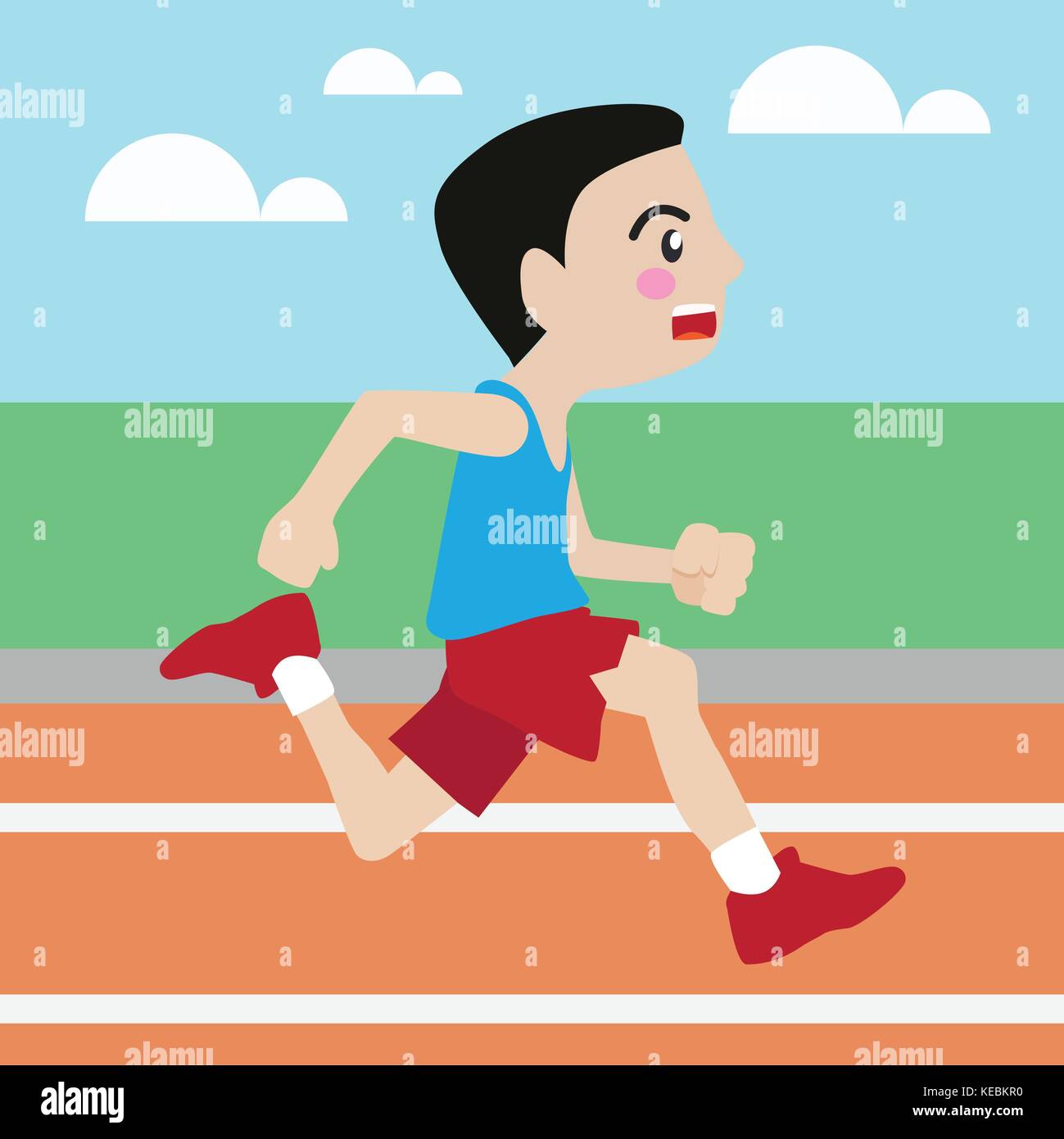 Running athletic sport vector cartoon illustration set Stock Vector ...