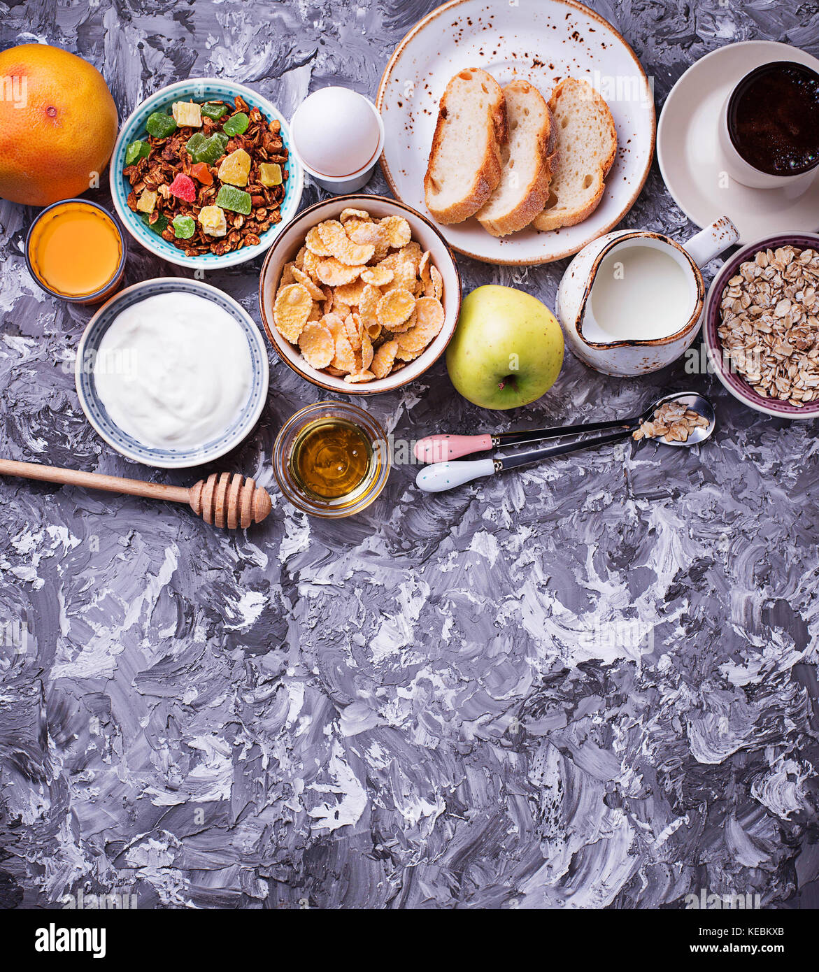 Selection of different healthy breakfast Stock Photo - Alamy