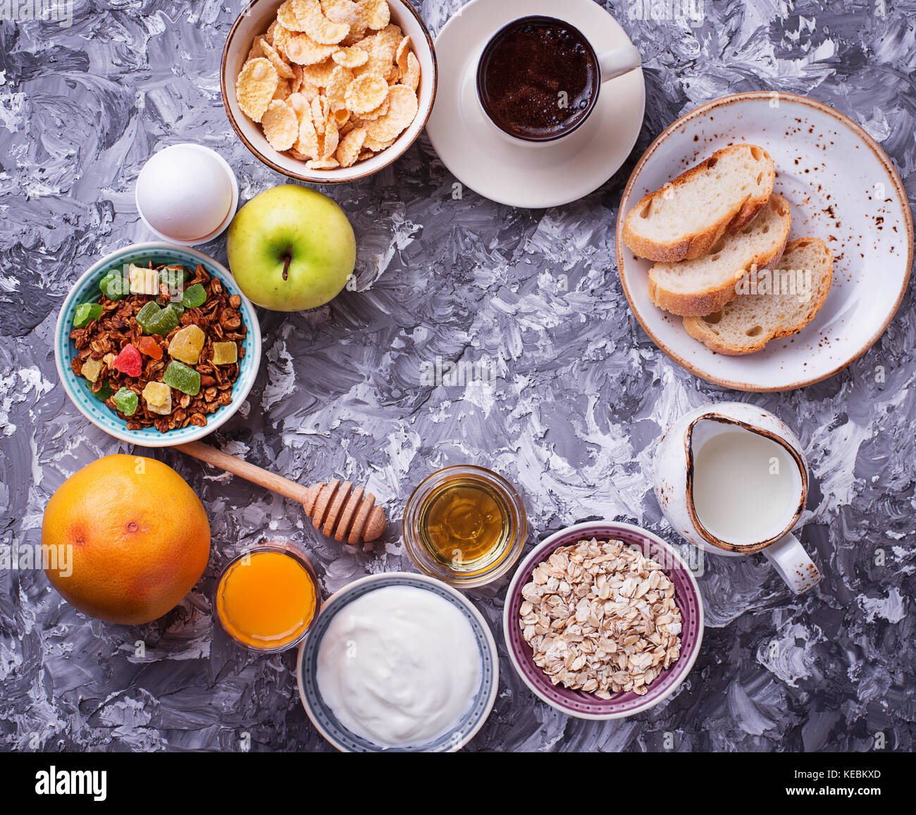 Selection of different healthy breakfast Stock Photo - Alamy