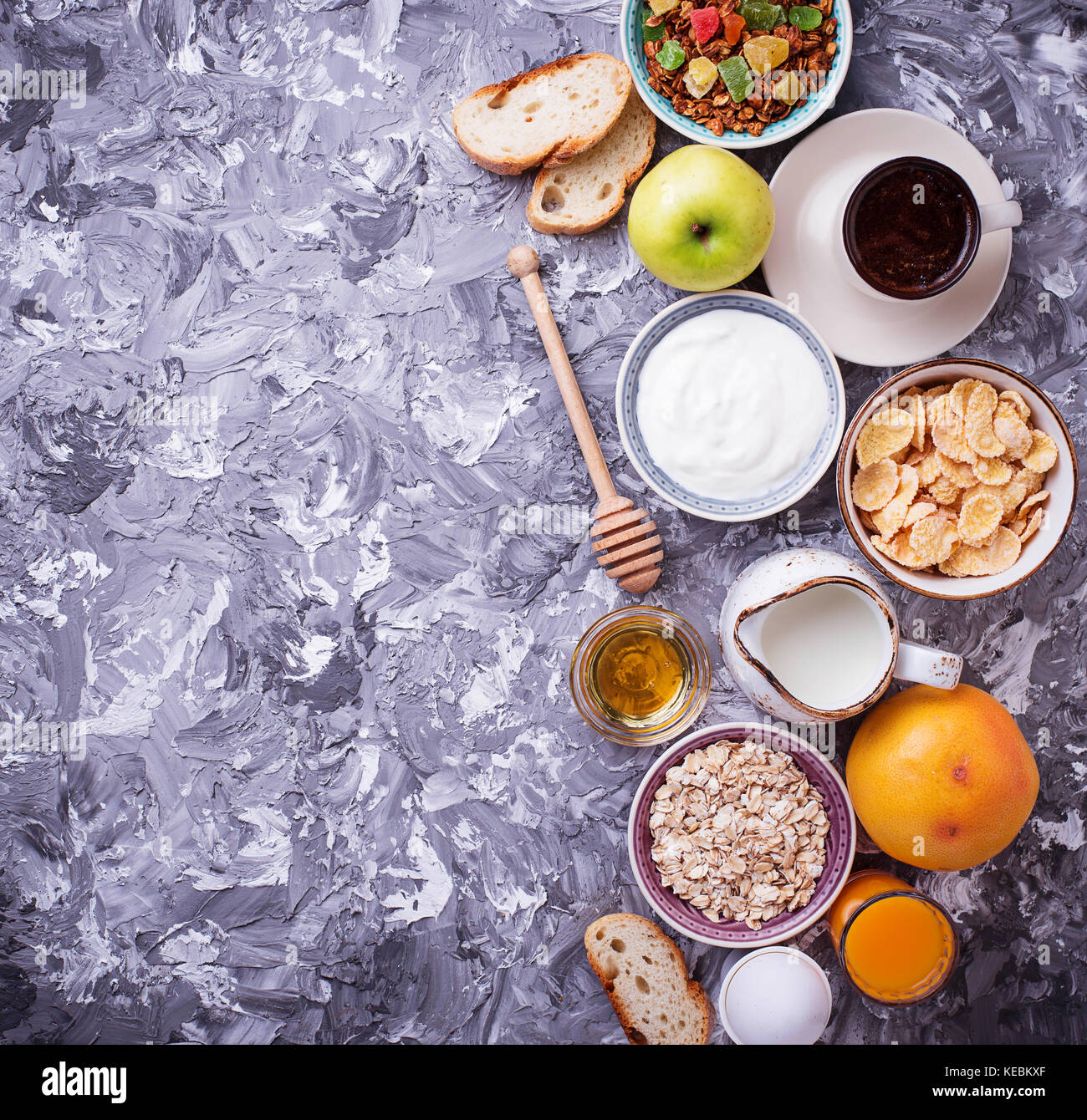 Selection of different healthy breakfast Stock Photo - Alamy