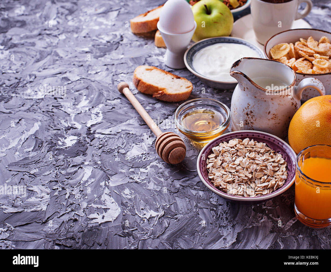 Selection of different healthy breakfast Stock Photo - Alamy