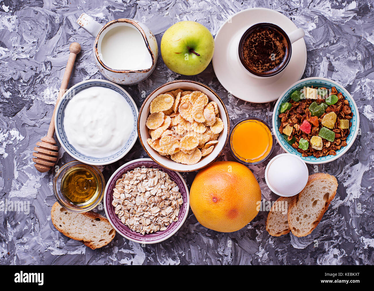 Selection of different healthy breakfast Stock Photo - Alamy