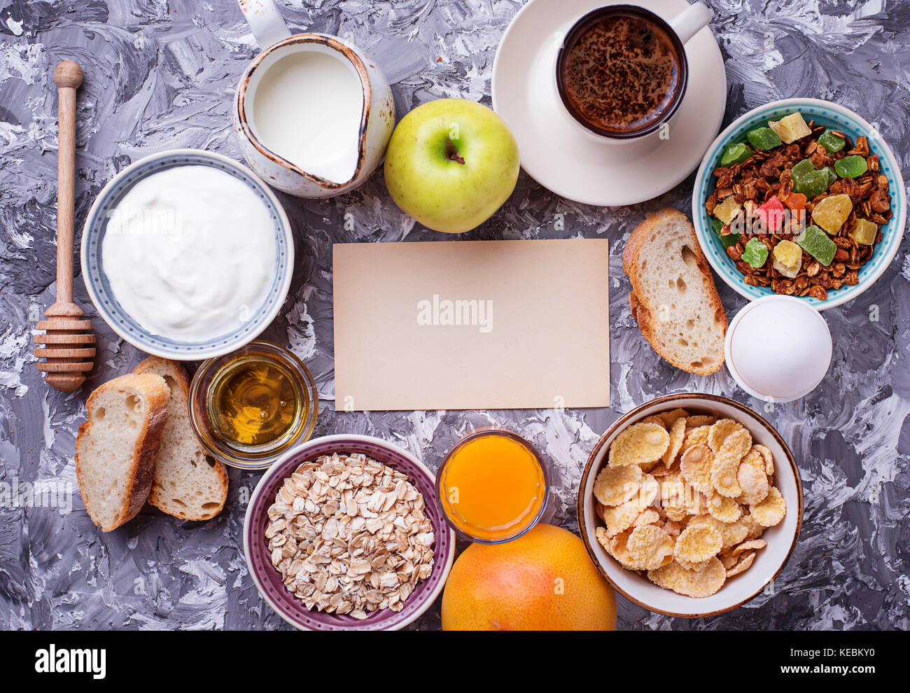 Selection of different healthy breakfast Stock Photo - Alamy