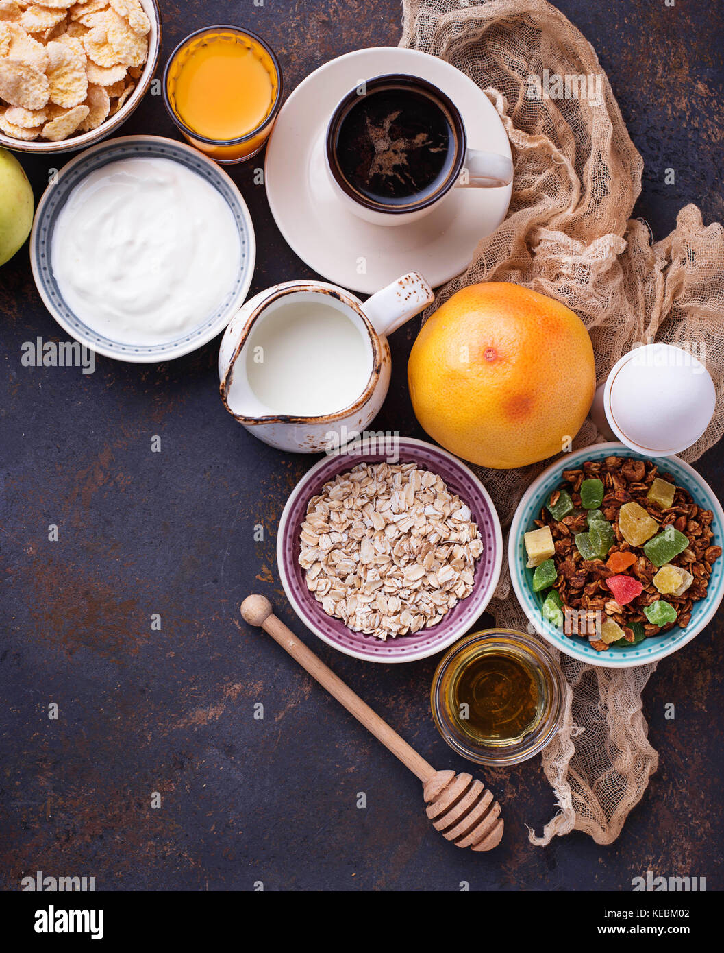 Selection of different healthy breakfast Stock Photo - Alamy