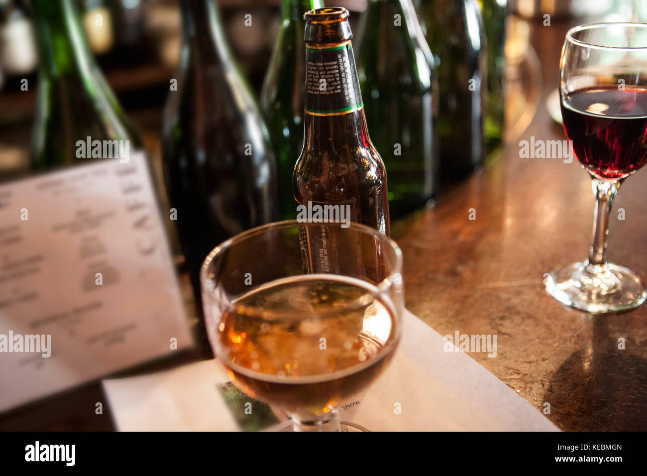 Drinks on Café Bar, Close-Up Stock Photo - Alamy