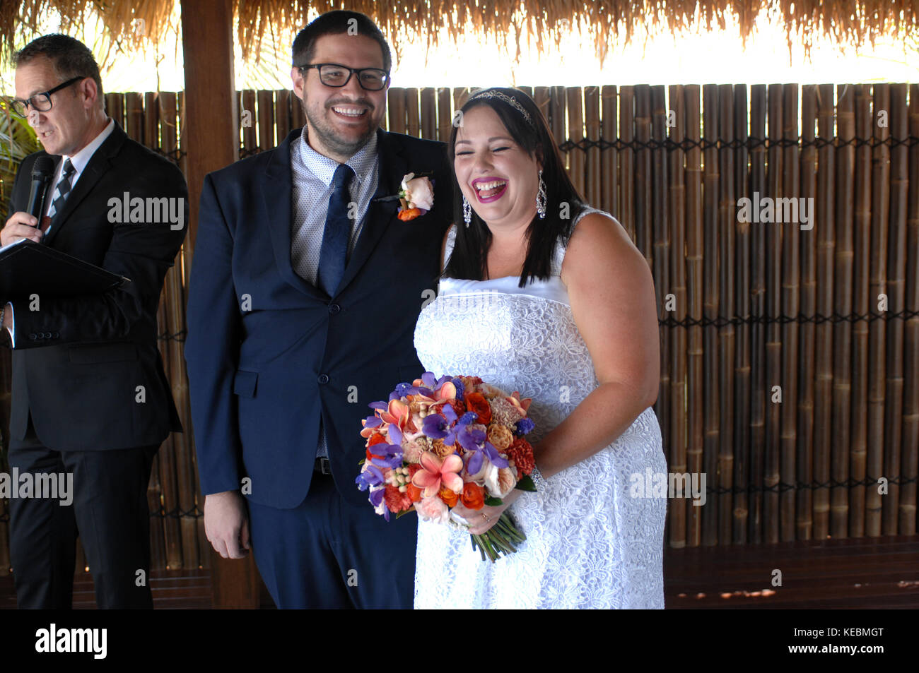 Young Couple getting married at home Stock Photo - Alamy