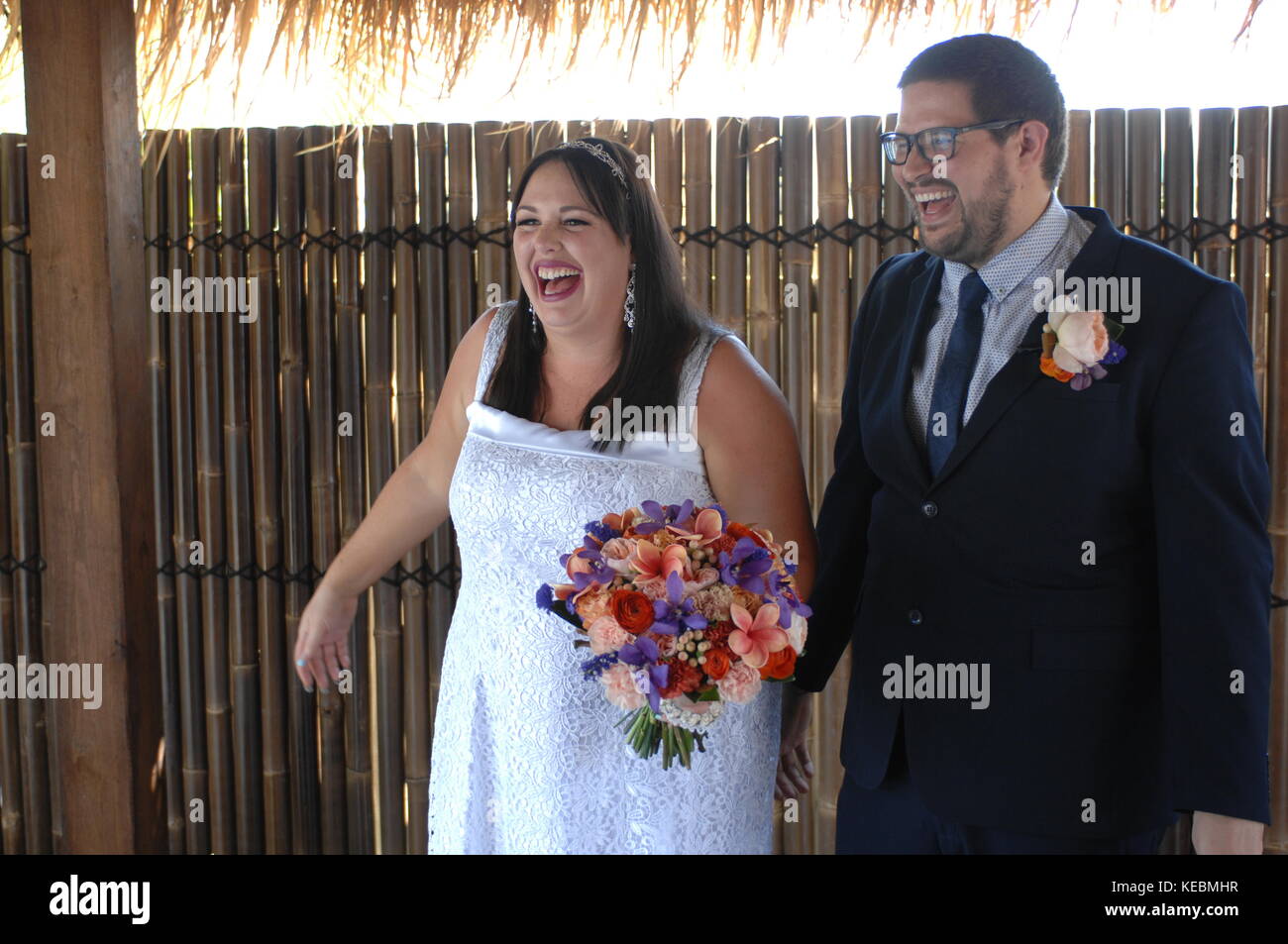 Young Couple getting married at home Stock Photo - Alamy