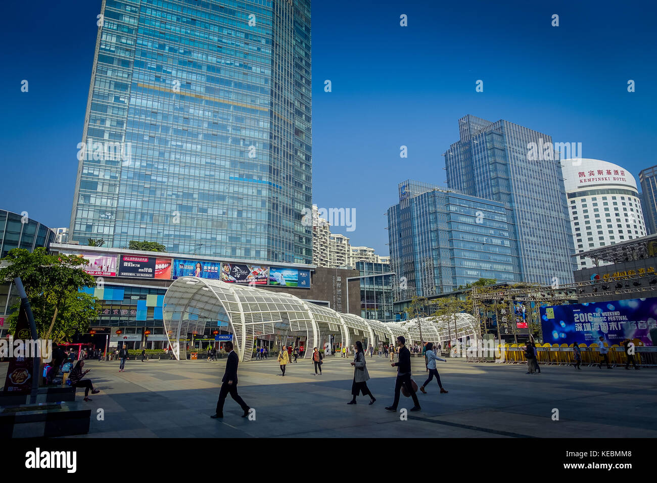 SHENZEN, CHINA - 29 JANUARY, 2017: Inner city streets and sorroundings ...