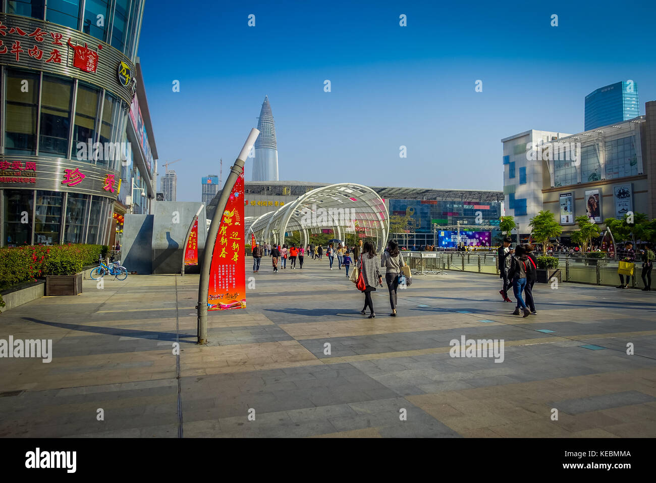 SHENZEN, CHINA - 29 JANUARY, 2017: Inner city streets and sorroundings ...