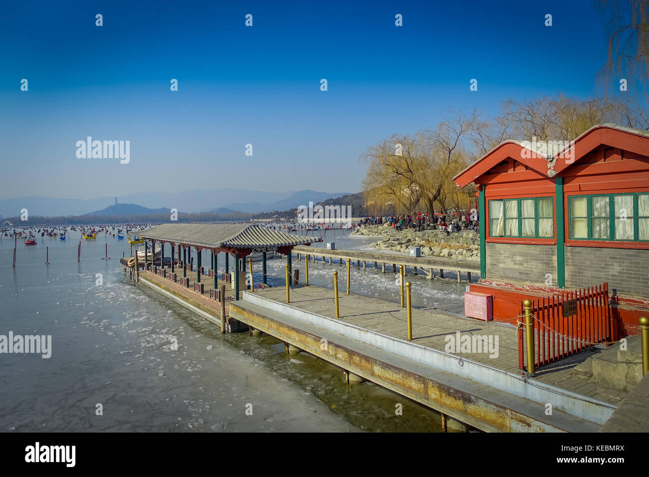 BEIJING, CHINA - 29 JANUARY, 2017: Walking around spring palace complex ...