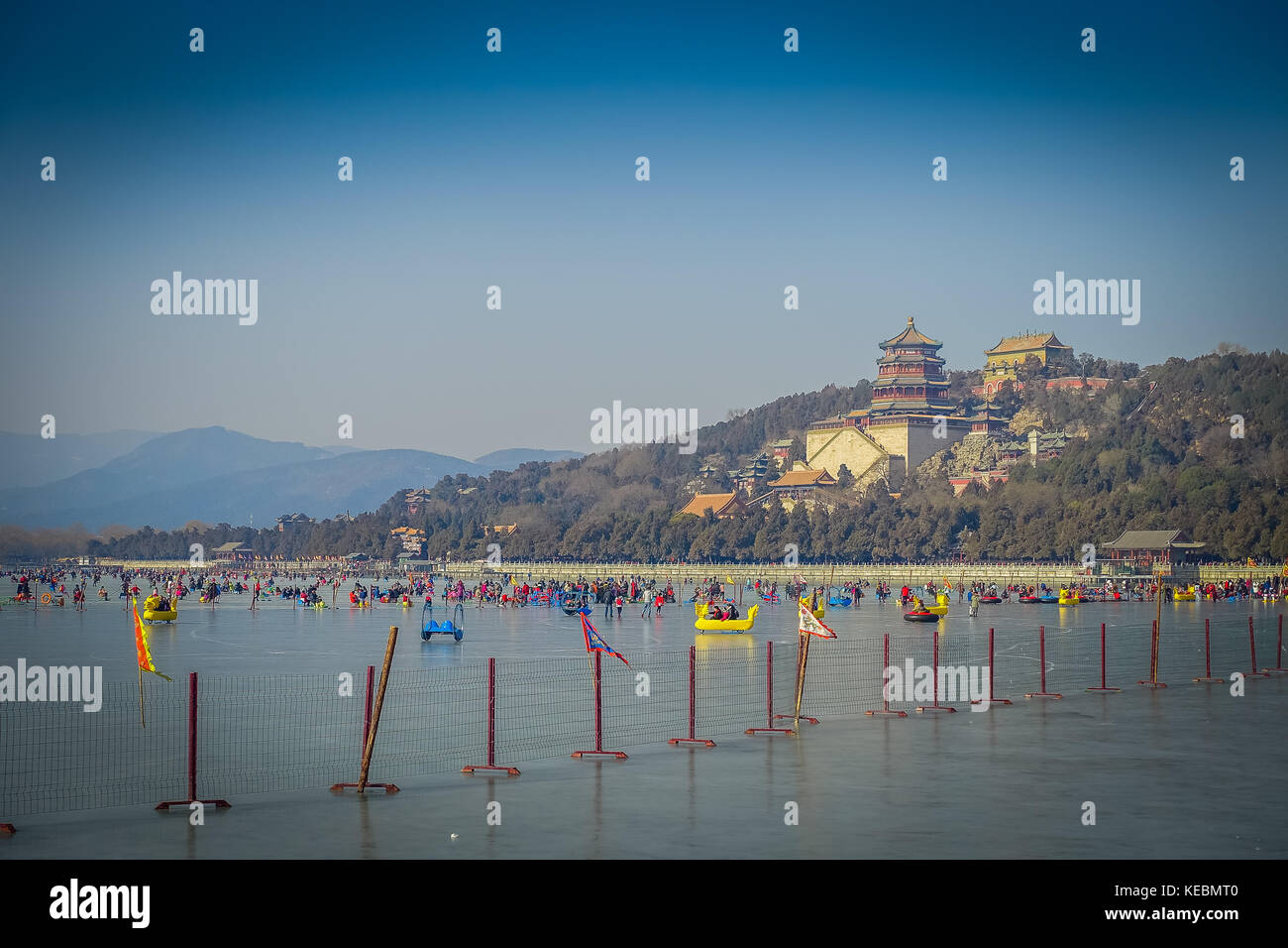 BEIJING, CHINA - 29 JANUARY, 2017: Walking around spring palace complex ...