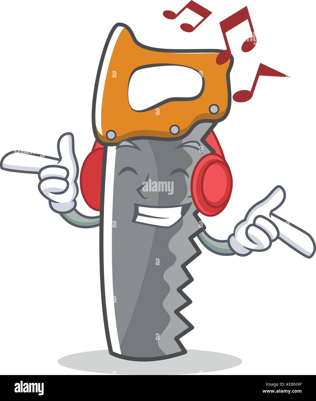 Listening music hand saw character cartoon Stock Vector Image & Art - Alamy