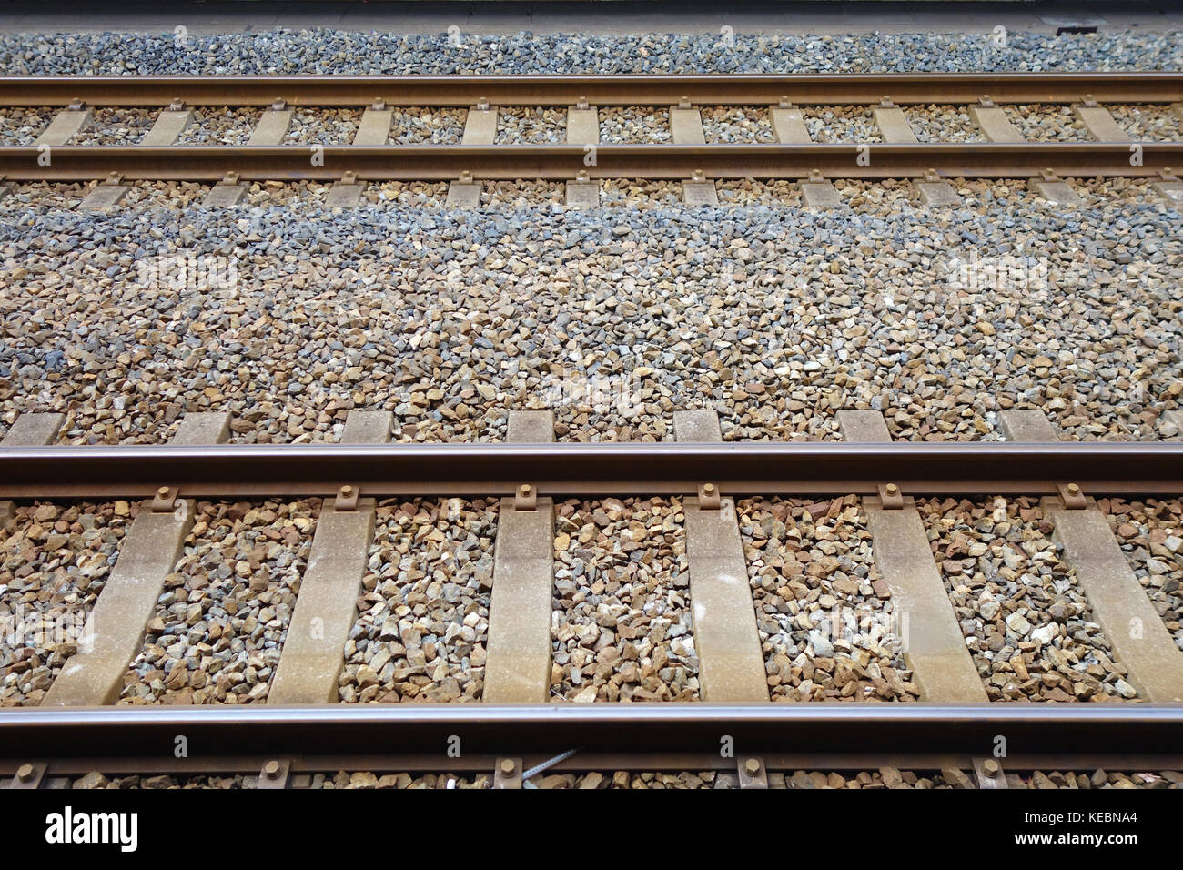 Two parallel railway tracks side by side Stock Photo - Alamy