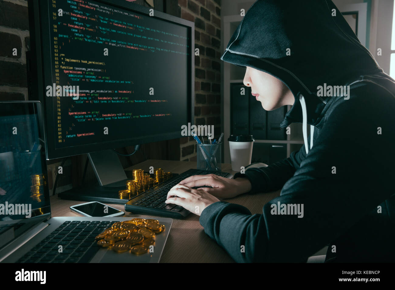 professional computer programmer making bad data virus spreading into ...