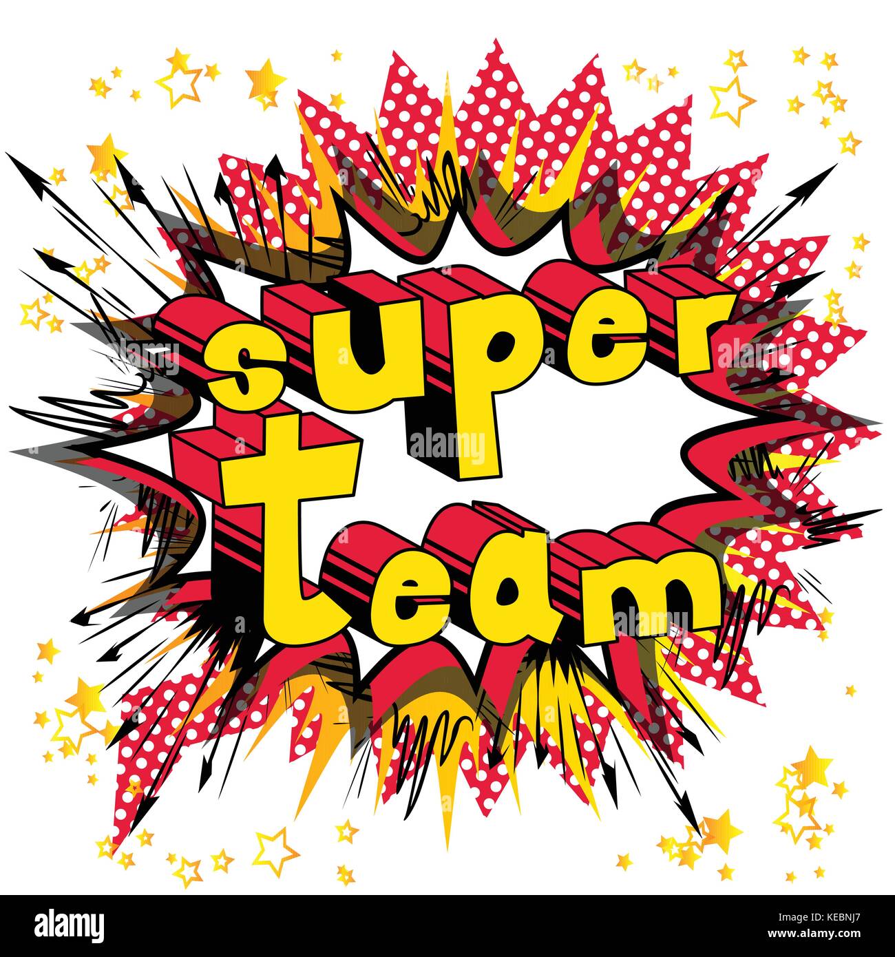 Super Team - Comic book style phrase on abstract background Stock ...