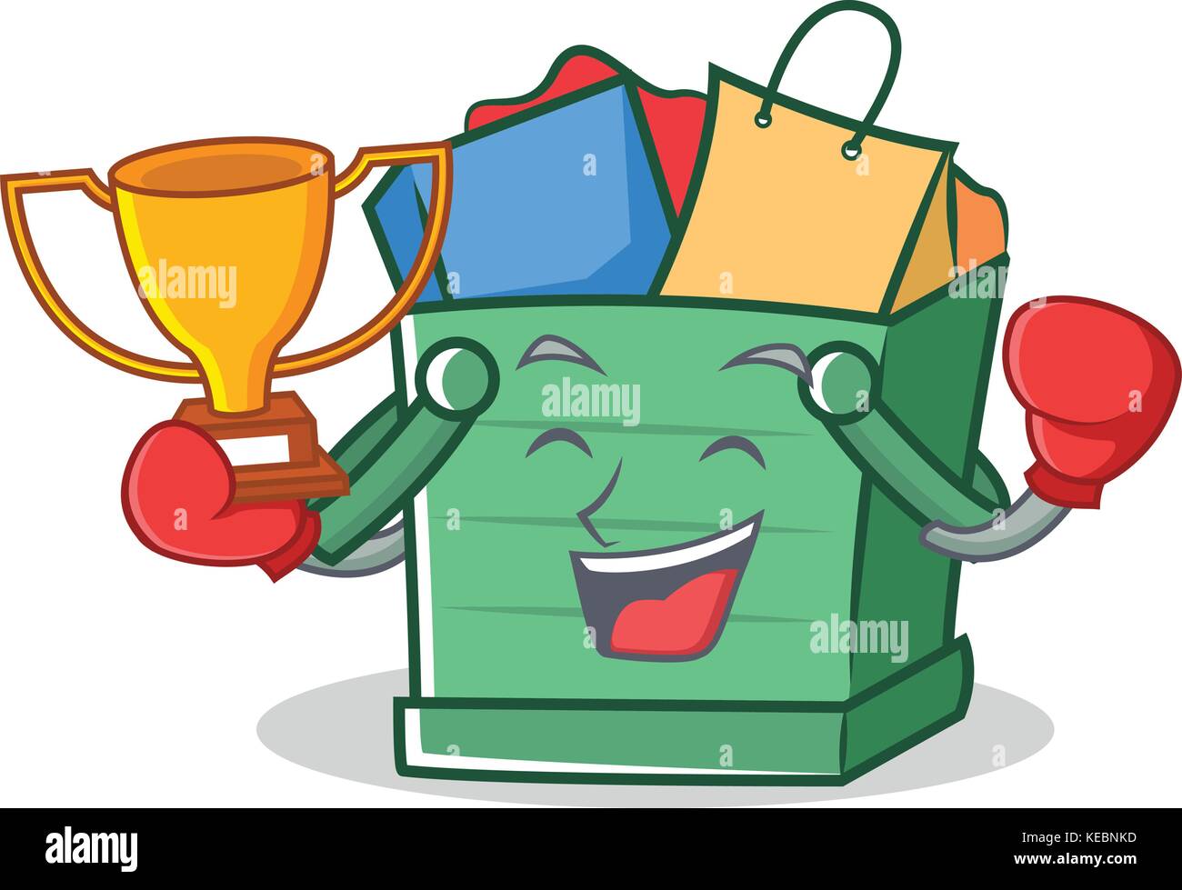 Boxing shopping basket character cartoon Stock Vector Image & Art - Alamy
