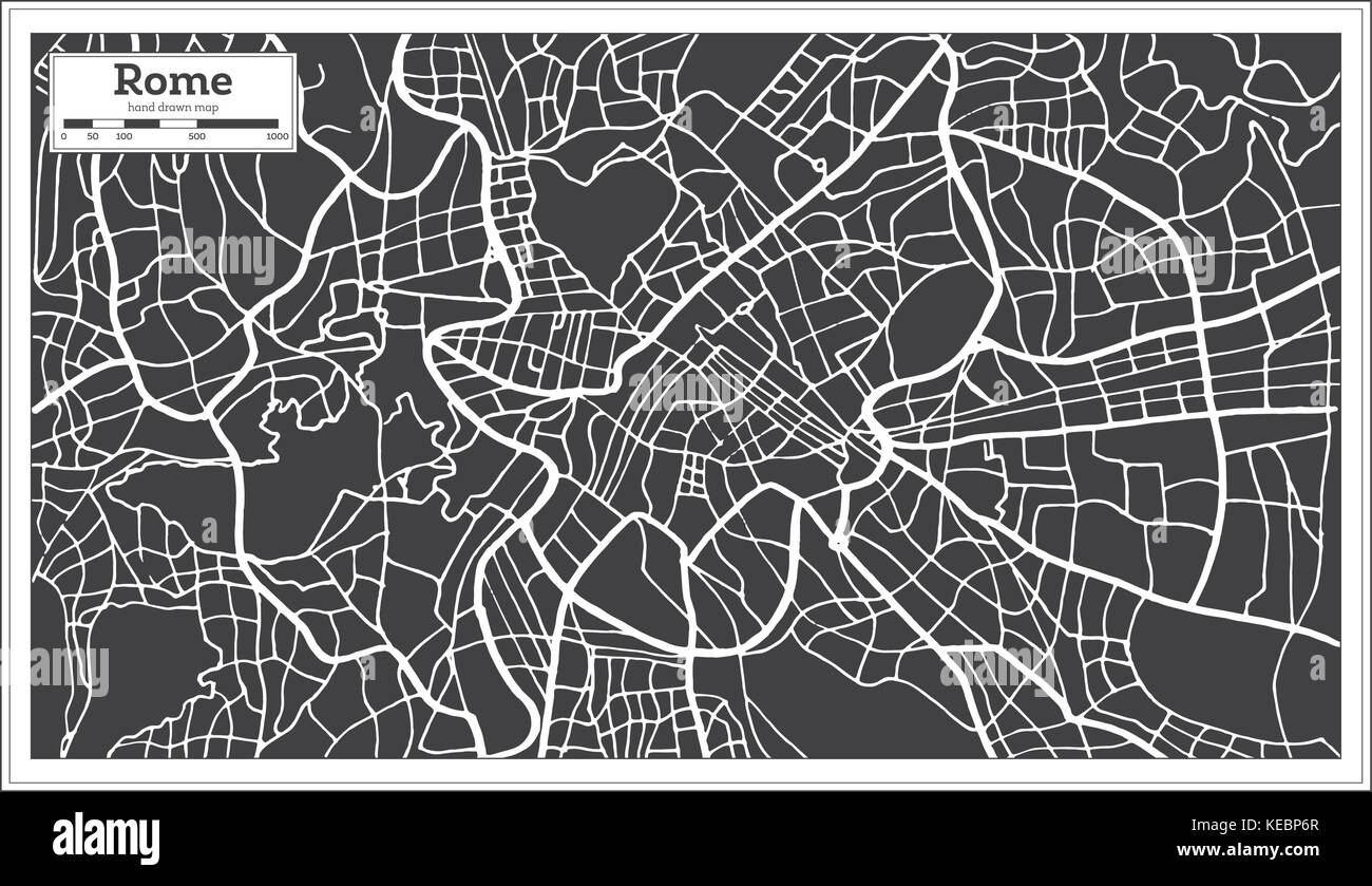 Rome Map in Retro Style. Hand Drawn. Vector Illustration Stock Vector ...