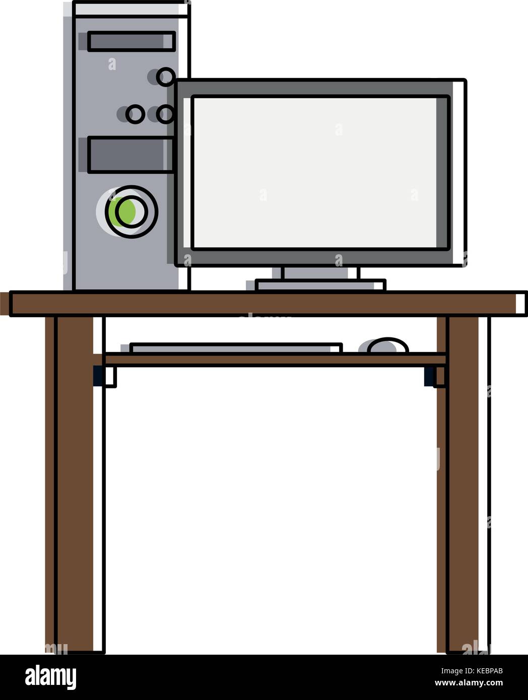 desk with computer frontview icon image Stock Vector Image & Art - Alamy