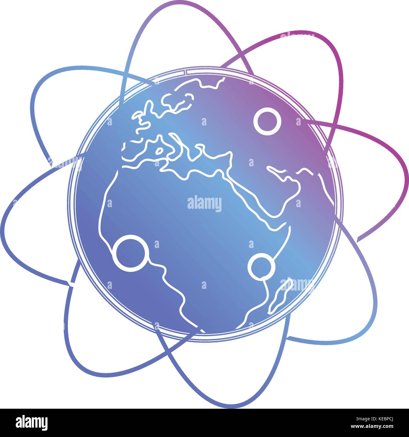 line earth planet with orbits arrow vector illustration Stock Vector ...