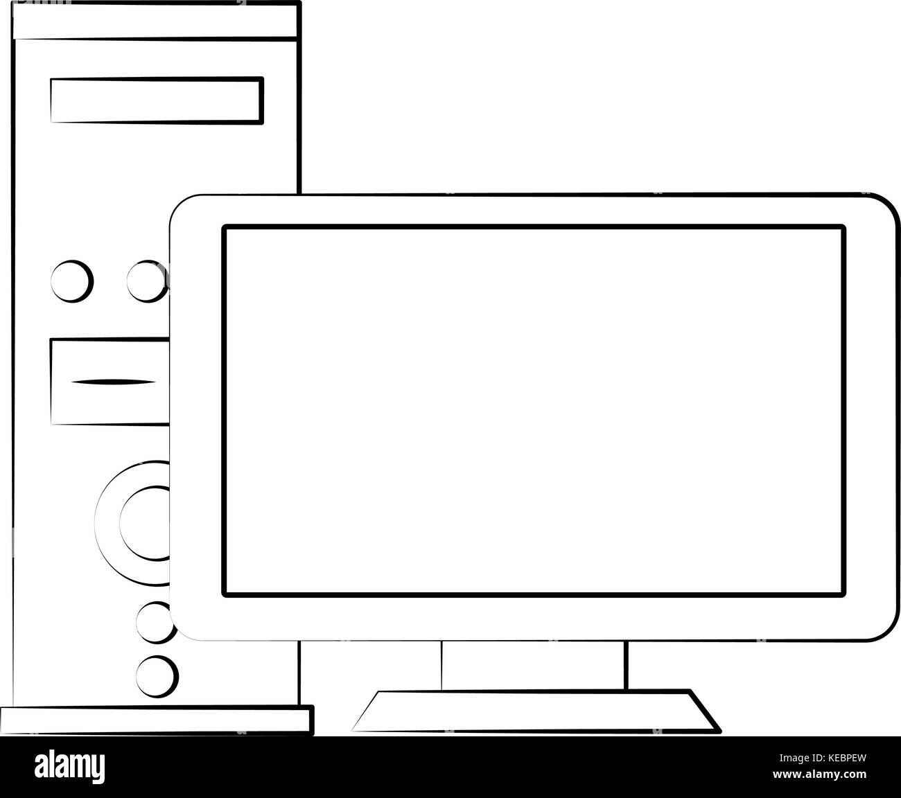 computer monitor with cpu tower icon image Stock Vector Image & Art - Alamy