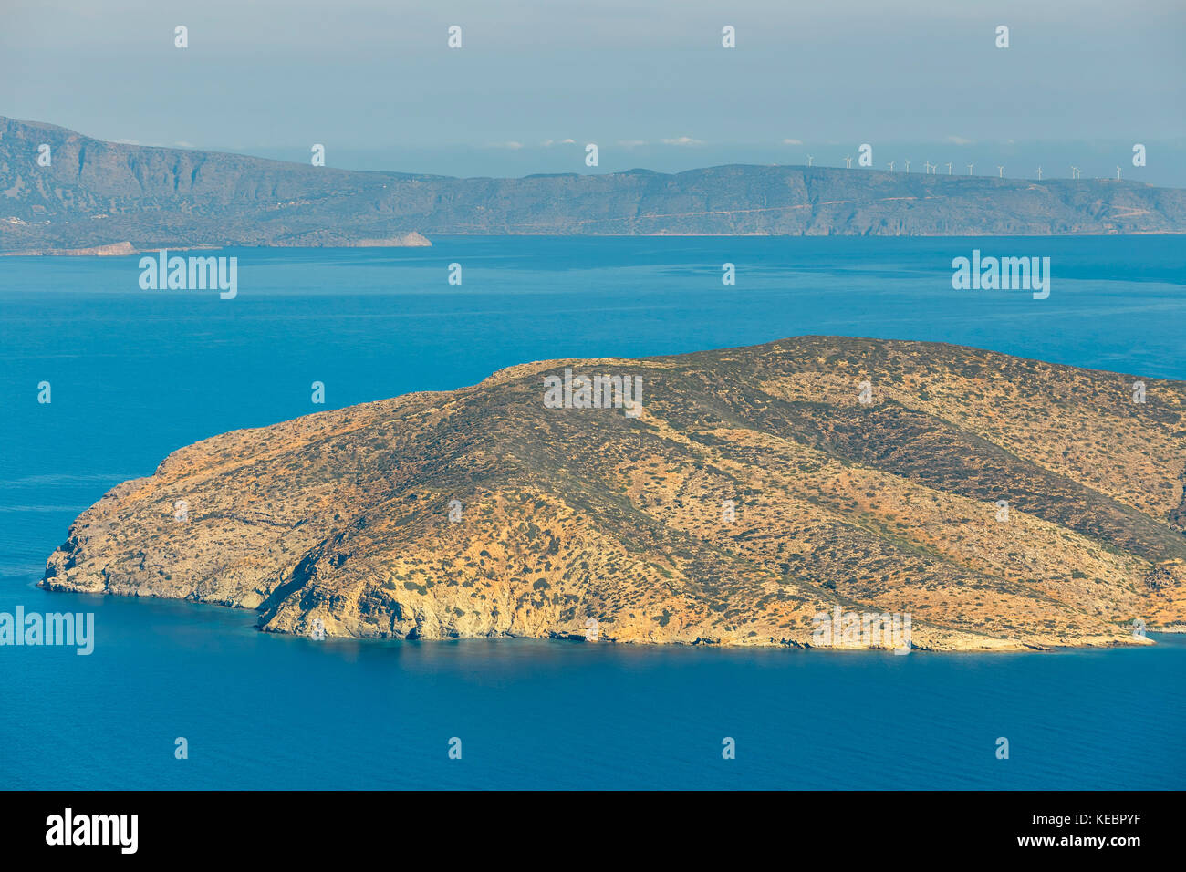 Beautiful greek seascape at sunny day. Place of north Crete, east of ...