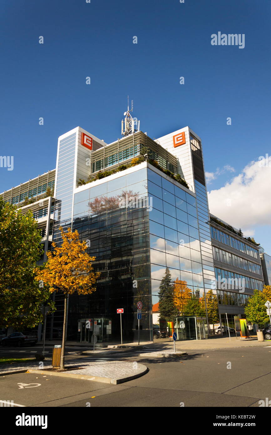 PRAGUE, CZECH REPUBLIC - OCTOBER 14: CEZ group company logo on ...