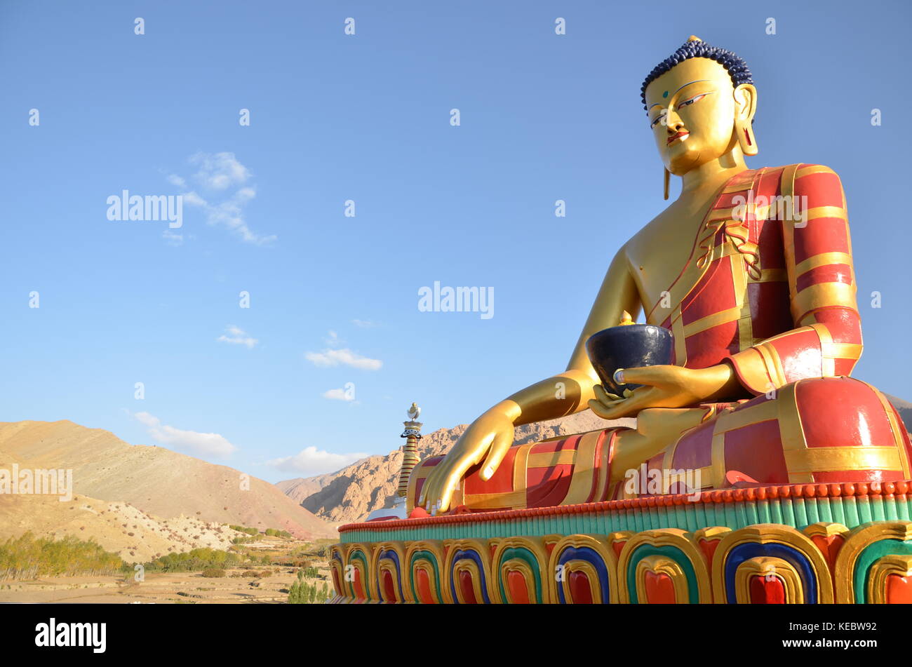 A Buddha Statue can be seen in the Himalayan village Hemis Shukpachu ...