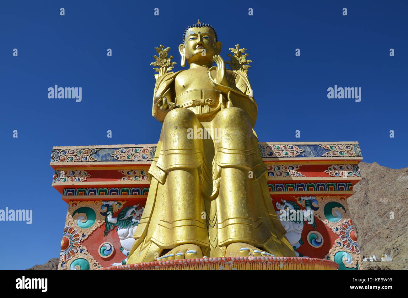 A Buddha Statue can be seen in the Himalayan village Hemis Shukpachu ...