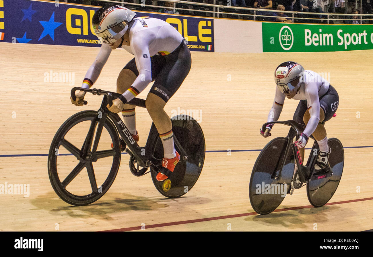 Berlin, Germany. 19th Oct, 2017. The German cycling sprinters Pauline ...