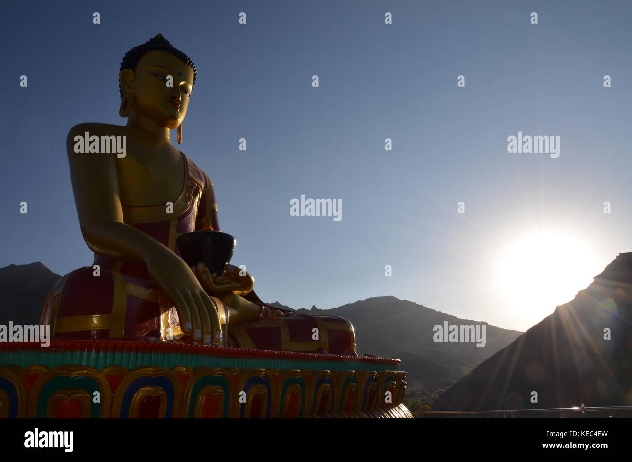A buddha statue can be seen in the village Hemis Shukpachu, India, 2 ...