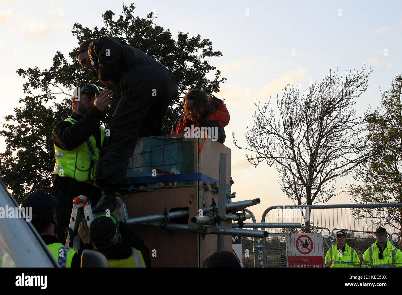 York, North Yorkshire, UK. 15th Oct, 2017. After locking themselves ...