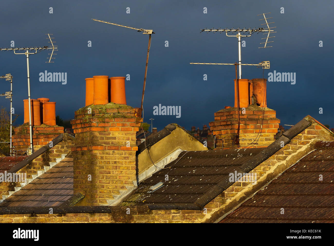 Chimneys lit up in sunshine hi-res stock photography and images - Alamy
