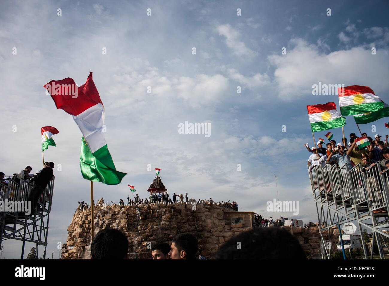 Erbil, Kurdistan, Iraq. 20th Mar, 2011. Kurdish people are seen holding ...