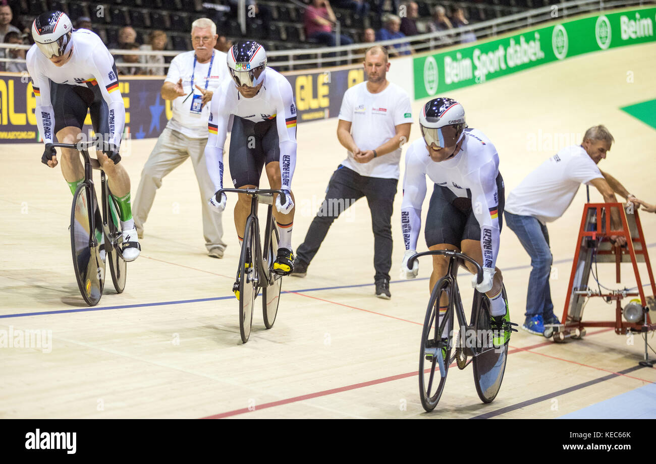 German sprint cyclists Joachim Eilers (l), Maximilian Levy (c) and ...