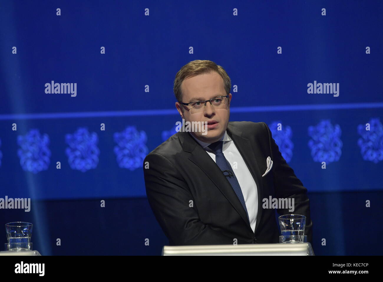 Prague, Czech Republic. 19th Oct, 2017. Vaclav Moravec moderates the ...