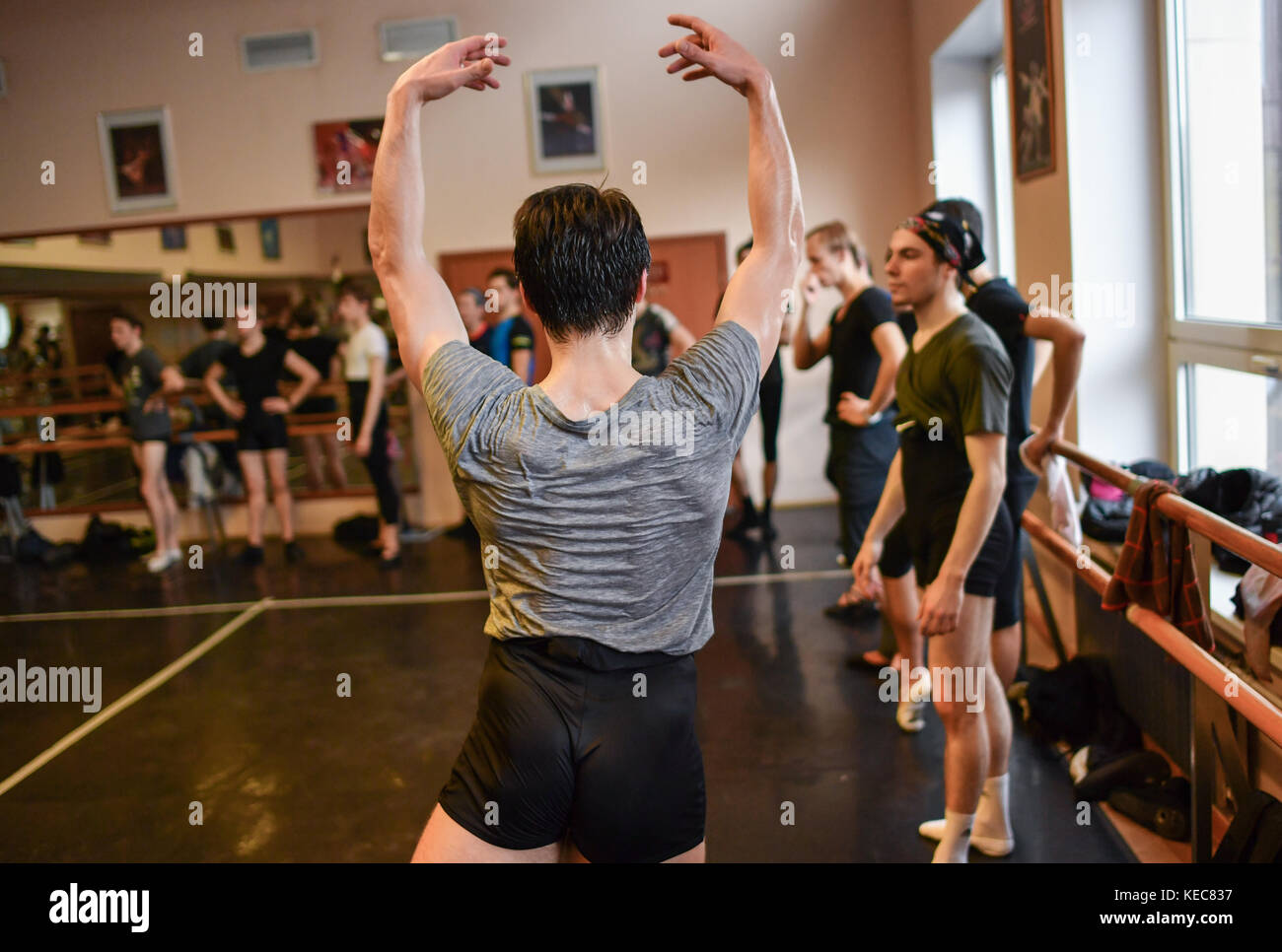 Dancers of the Russian State Ballet rehearse at the rooms of the ...