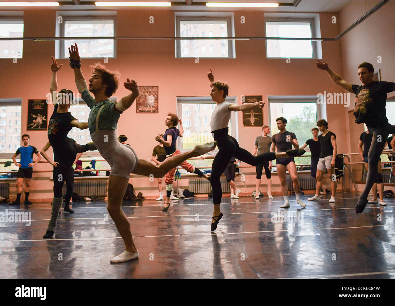 Dancers of the Russian State Ballet rehearse at the rooms of the ...