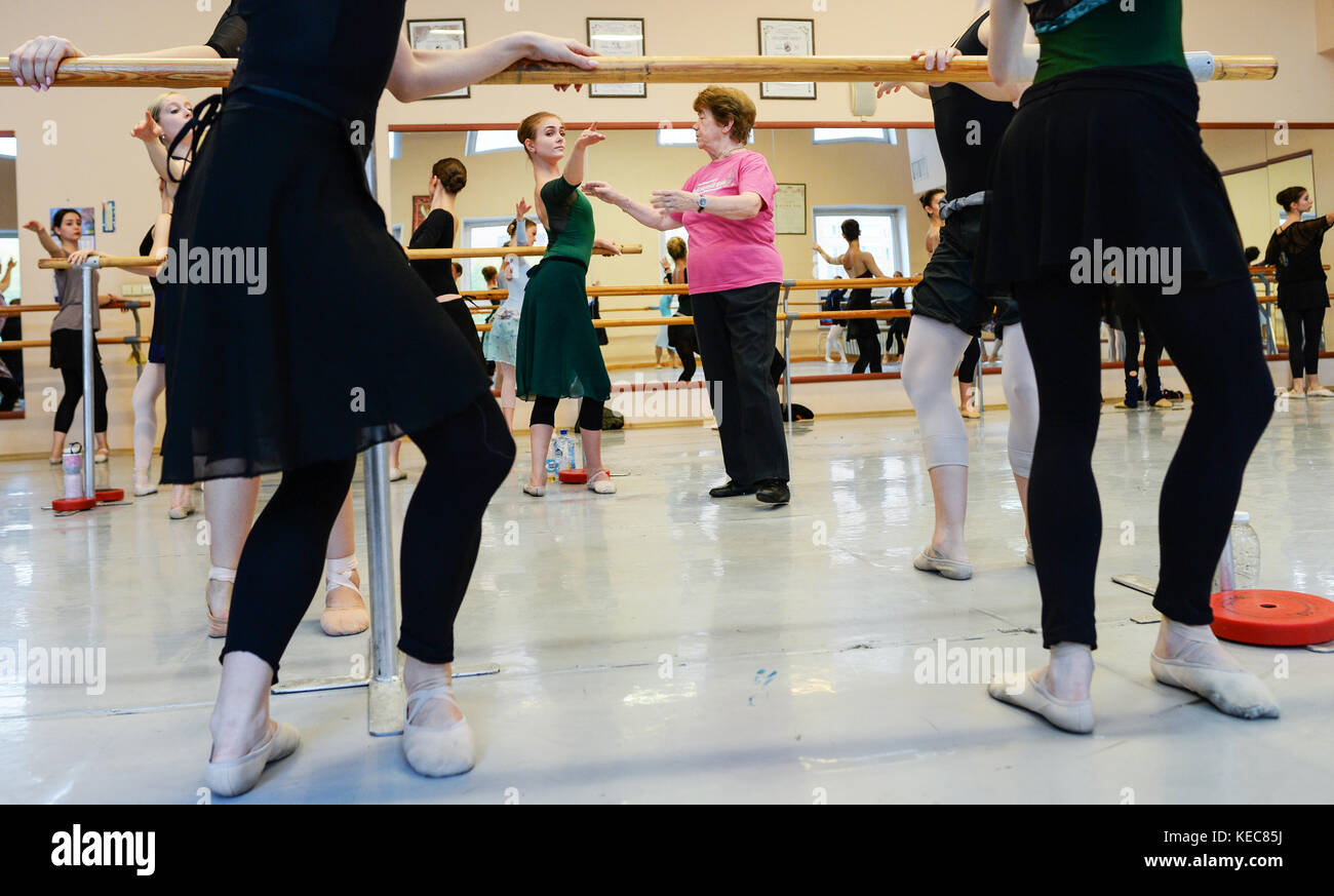 Dancers of the Russian State Ballet rehearse at the rooms of the ...
