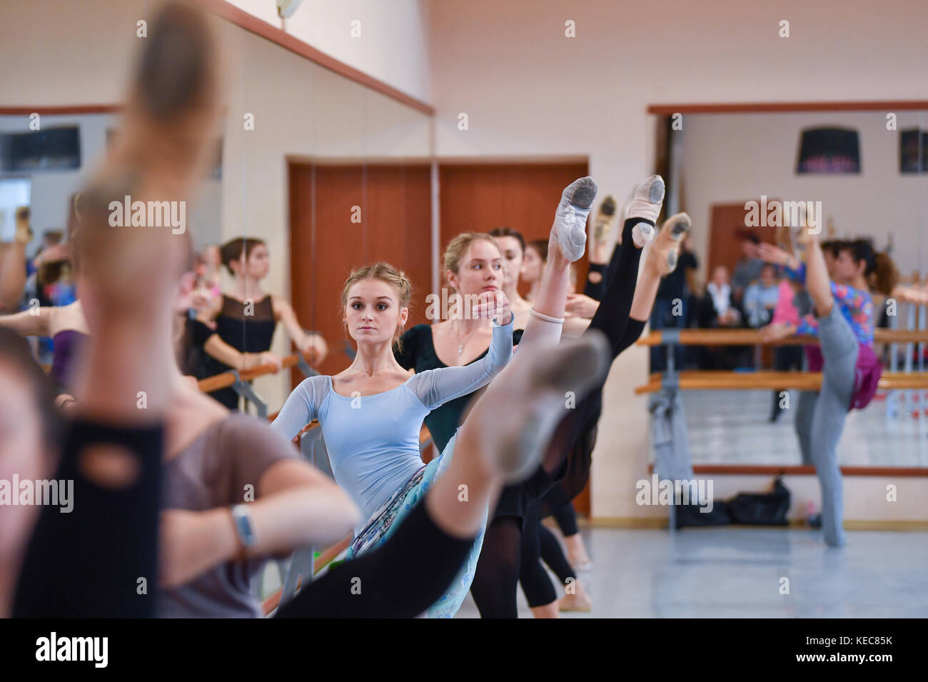 Dancers of the Russian State Ballet rehearse at the rooms of the ...