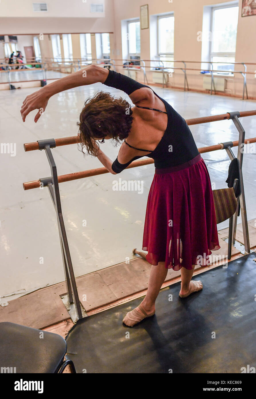 Dancers of the Russian State Ballet rehearse at the rooms of the ...
