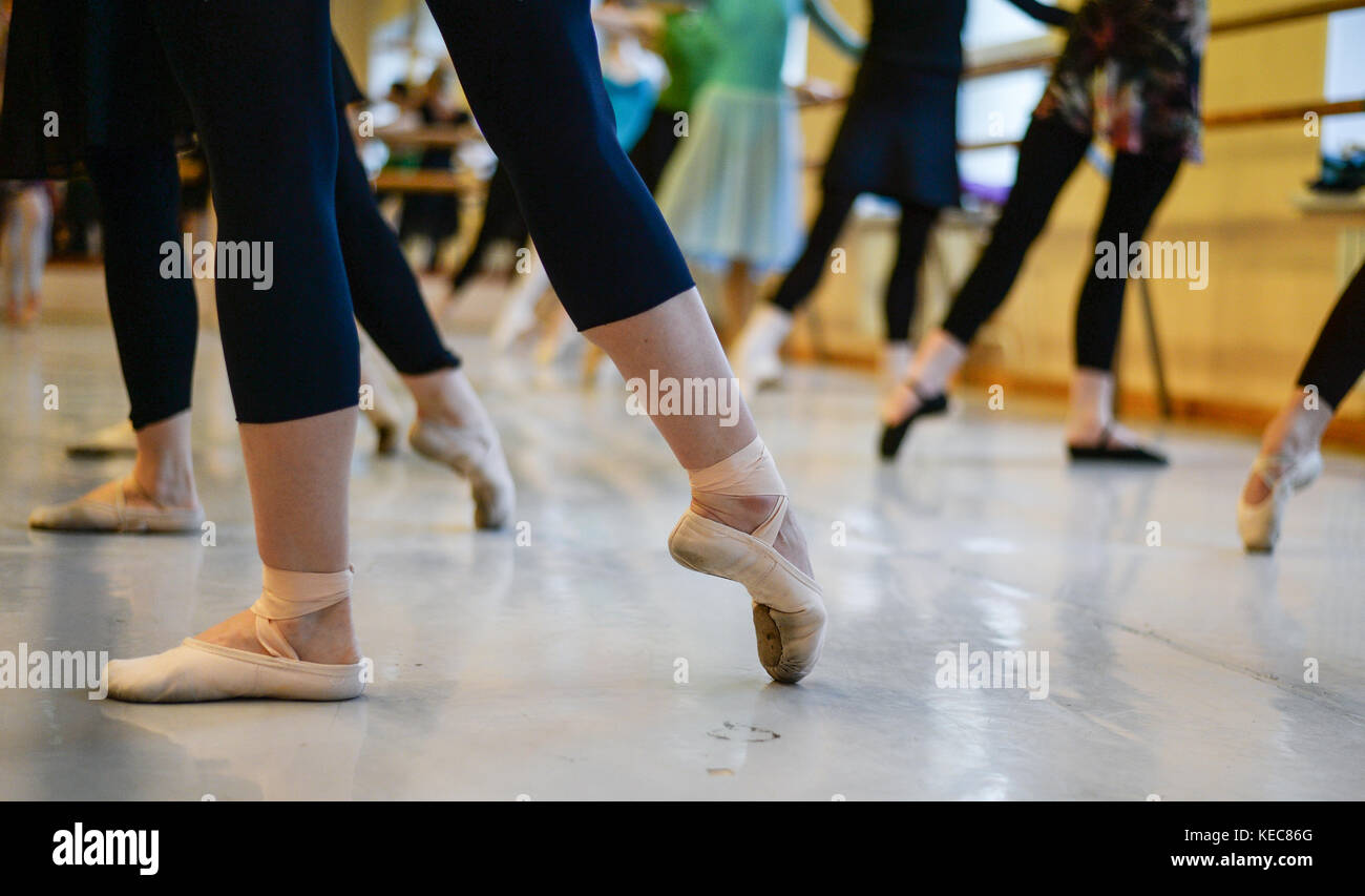 Dancers of the Russian State Ballet rehearse at the rooms of the ...