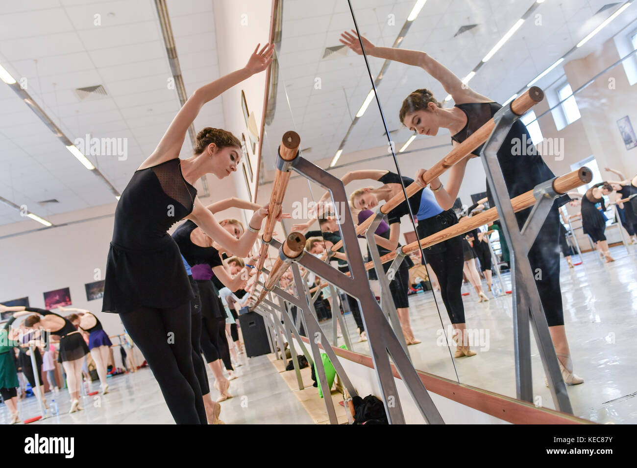 Dancers of the Russian State Ballet rehearse at the rooms of the ...